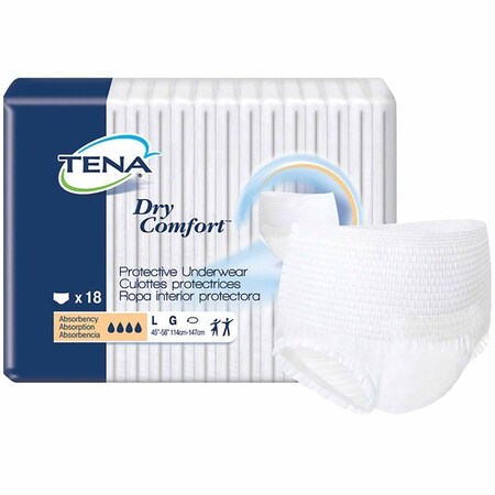 Tena Dry Comfort Unisex Adult Absorbent Underwear Pull On with Tear Away Seams Large, 18PK 72423 ...